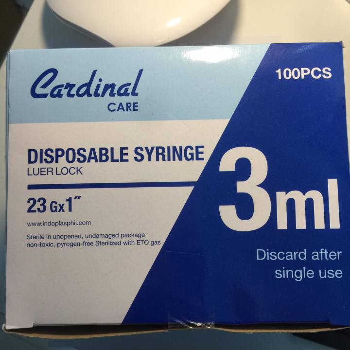 Indoplas Cardinal Care 23G Disposable Syringe Luer Lock 3ml Box of ...