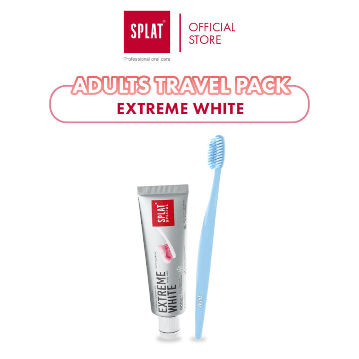 SPLAT Travel Pack Extreme White Toothpaste (20ml) + Toothbrush (1 Pc ...