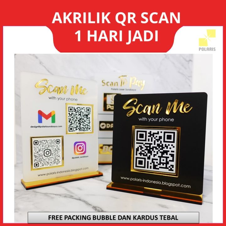 ACRYLIC QR CODE SIGN CUSTOM CETAK BARCODE SOSMED - PAPAN AKRILIK QRIS ...
