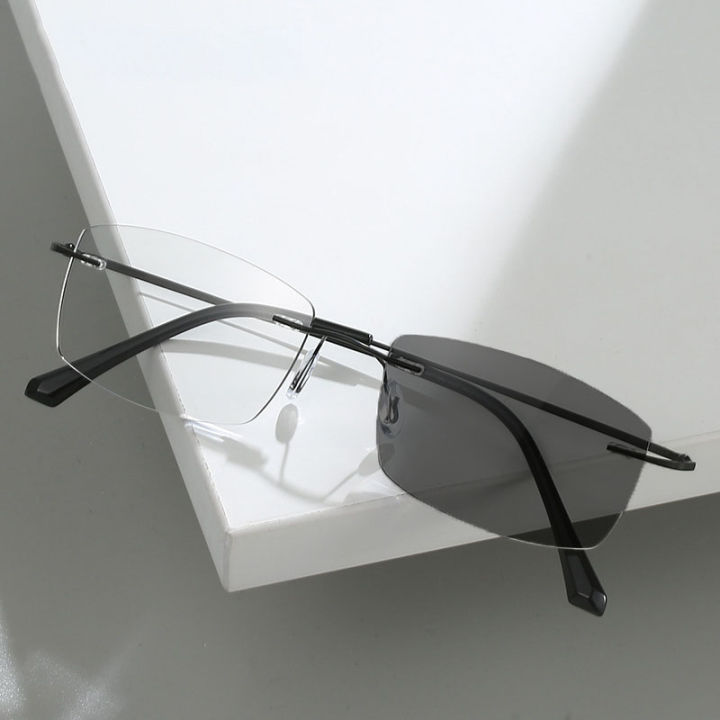 Frameless Classic Photochromic Anti Radiation Eyeglasses for Men and ...