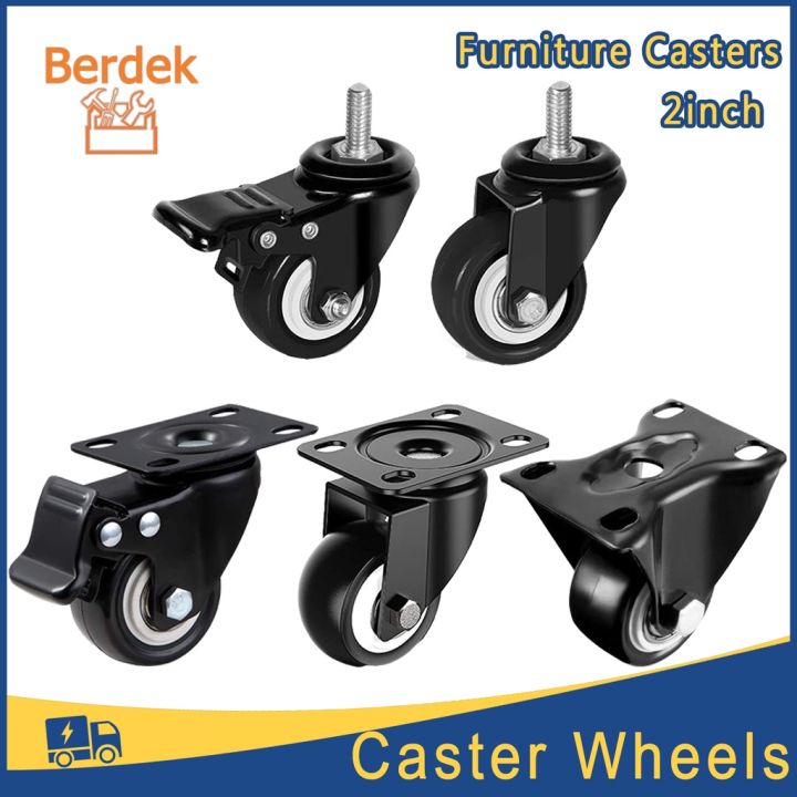 Black PU Heavy Duty Swivel Rigid Brake Caster Roller M8 M10 Castor ...