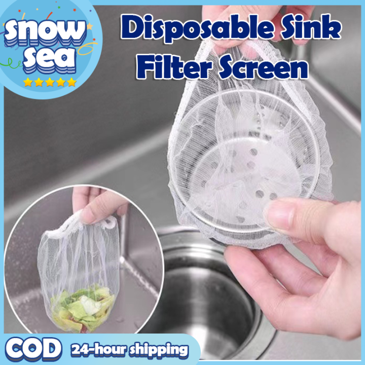 100 PCS Disposable Sink Filter Mesh Bag Strainer Drain Filter Drainage ...