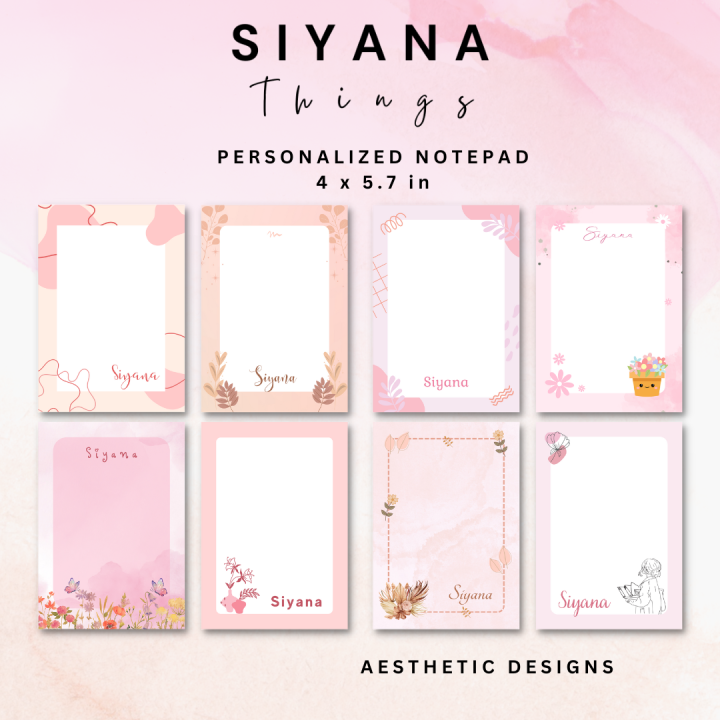 SIYANA THINGS Personalized Notepad | Aesthetic Memo Pad | Minimalist ...