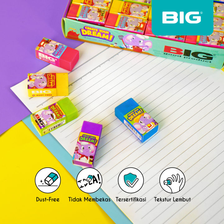 Penghapus Eraser BIG Set Warna Warni Kecil Dust Free Bum E Elephant ...