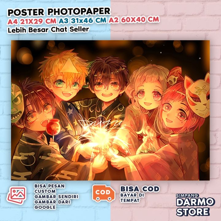 Poster Jibaku Shounen Hanako-kun Hanako Yashiro Nene Kou Hiasan Dinding ...