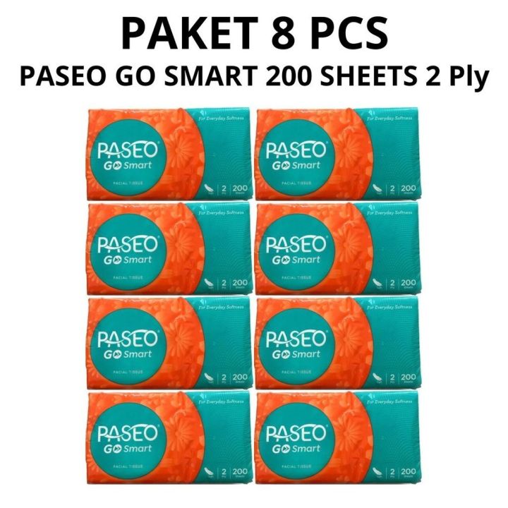 (PAKET 8 PCS) Tissue Paseo Go Smart 200 Sheets/ 390 helai 2 Ply Soft ...