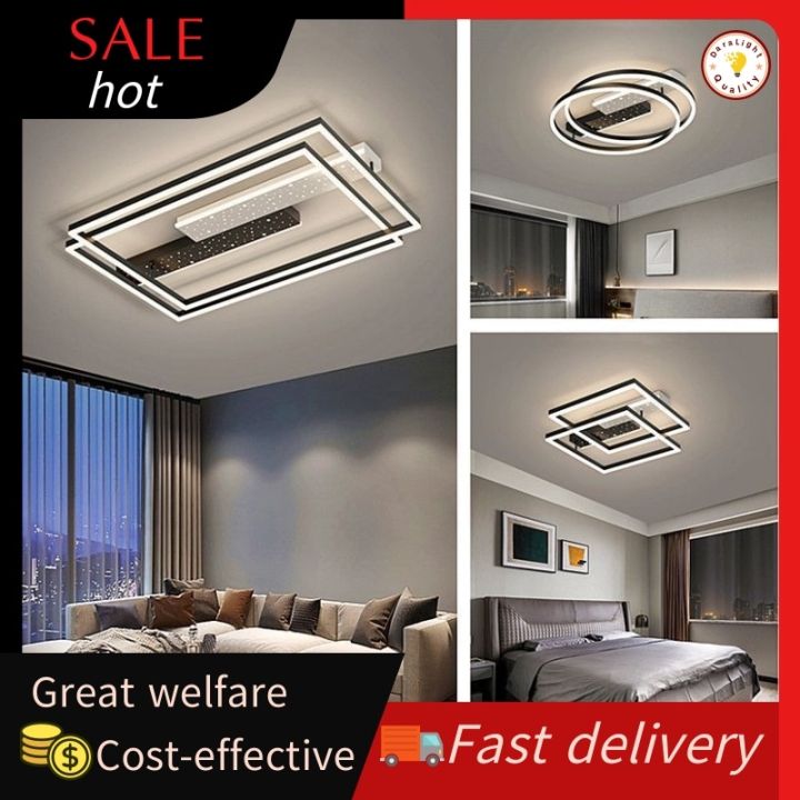【DARA】Modern Dimmable Tricolor LED Chandelier Ceiling Light for Living ...