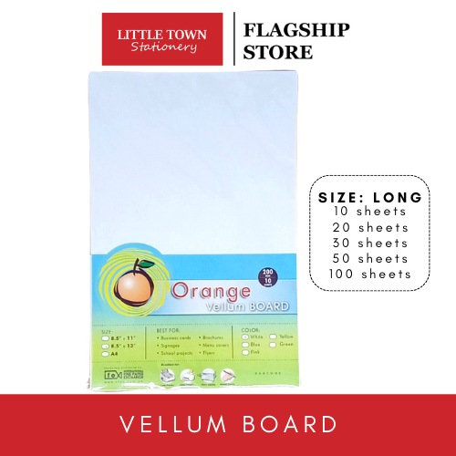 Orange Vellum Board Specialty Board White Long Size 200gsm / 10 Sheets ...
