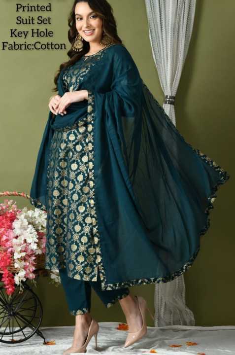 HERITAGE INDIA Peacock color gold block printing 3 piece set | Lazada.co.th