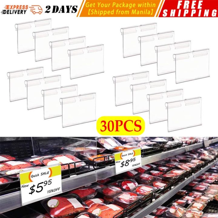 【30pcs】Plastic PVC Price Tag Sign Label Display Hanging Holders for ...