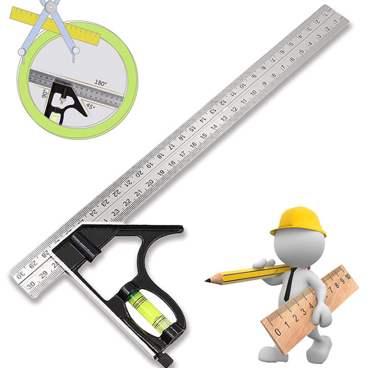【YODA】New 300 mm Stainless Steel Protractor Multi-function Angle Ruler ...
