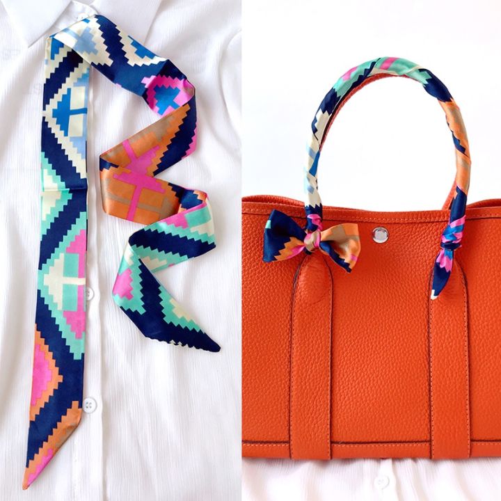 Luxury Woman Skinny Silk Scarf 90cm*4cm Long Hair Strip Silk Ribbon ...