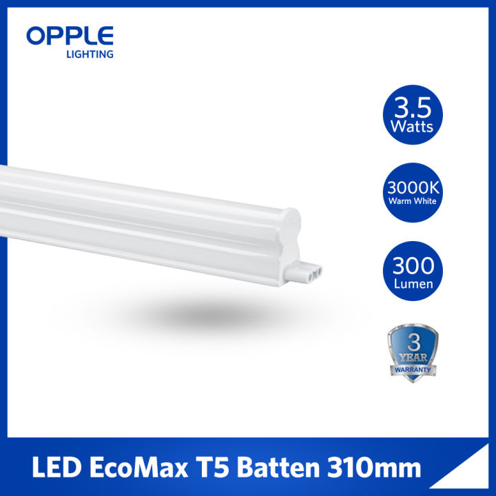 OPPLE LED EcoMax T5 Batten 3.5W- Warmwhite/Coolwhite/Daylight 310mm ...