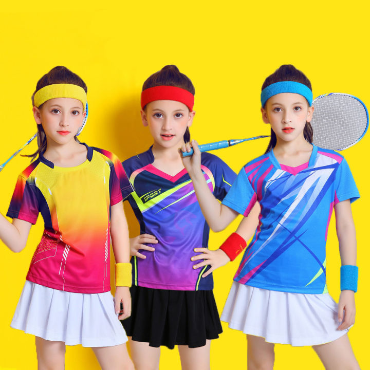 TGJ New sports Kids Badminton Suit Short sleeve shirts Girls table ...