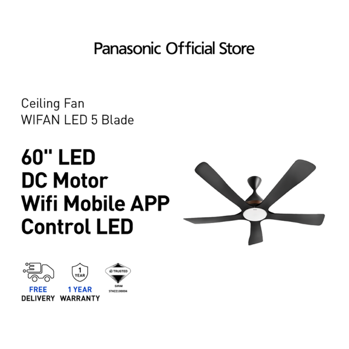 PANASONIC F-M15GC Ceiling Fan WIFI 5 BLADE 60" F-M15GCVBKSH Wider Air ...