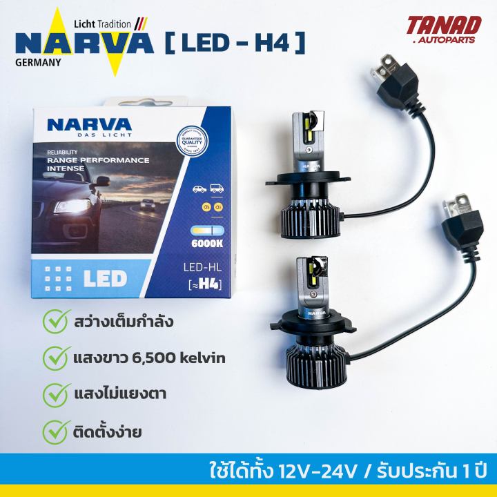 หลอดไฟหน้า LED NARVA H4 12V&24V 20W แสงขาว 6000K รับประกัน 1ปี หลอดไฟ ...