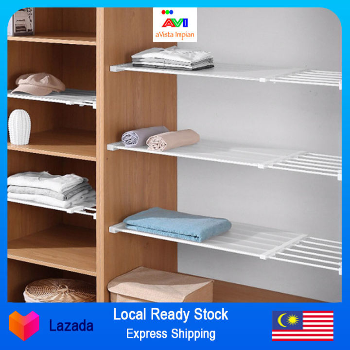 AVI Adjustable Closet Shelf Storage Rack, Cabinet Organizer Shelf ...
