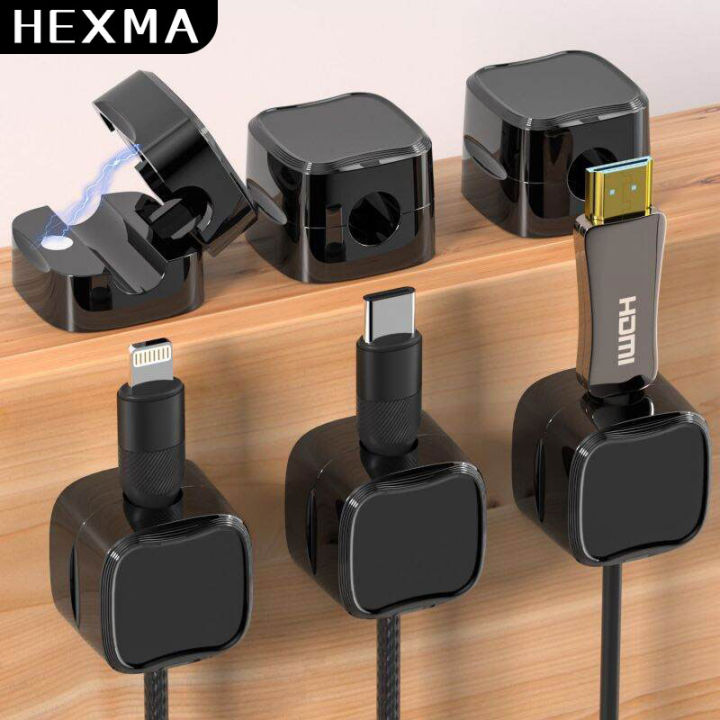 HEXMA Magnetic Cable Clips Under Desk Cable Management Adhesive Wire Cord Holder Keeper ...