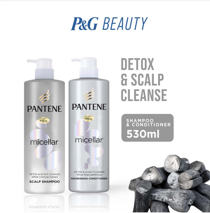 Pantene Micellar Detox and Scalp Cleanse Shampoo/Conditioner 530ml ...