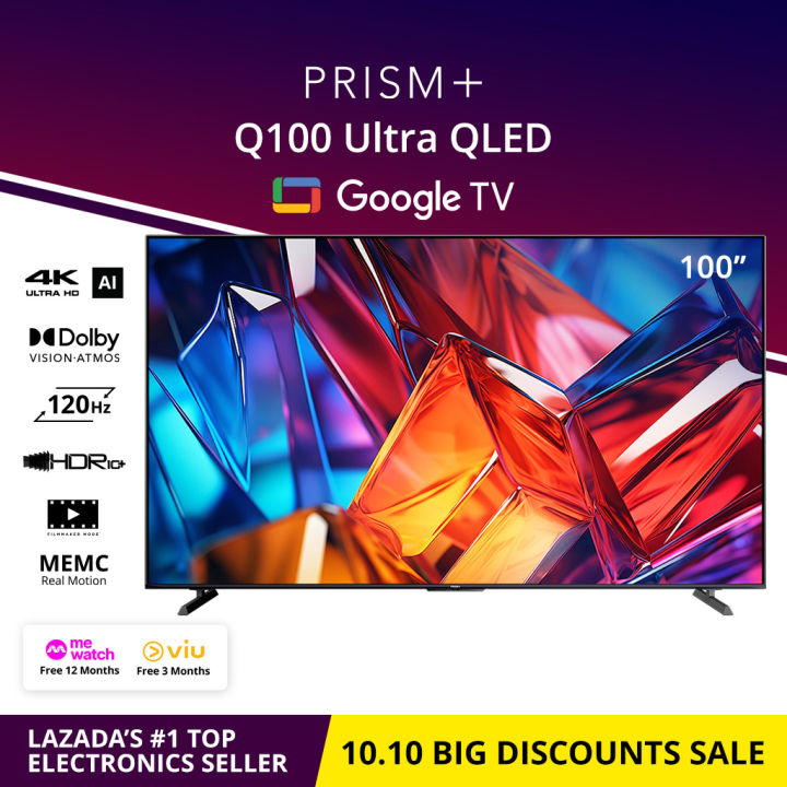 PRISM+ Q100 Ultra | 4K QLED 120Hz 4K AI Google TV | 100 inch TV ...