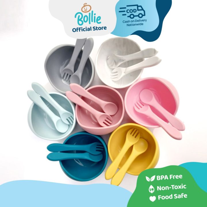 Bollie Baby Wowo Silicone Suction Bowl with Spoon and Fork | Lazada PH