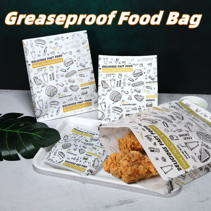 100Pcs Greaseproof Paper Pouch For Food Paper Bag Disposable Donut ...