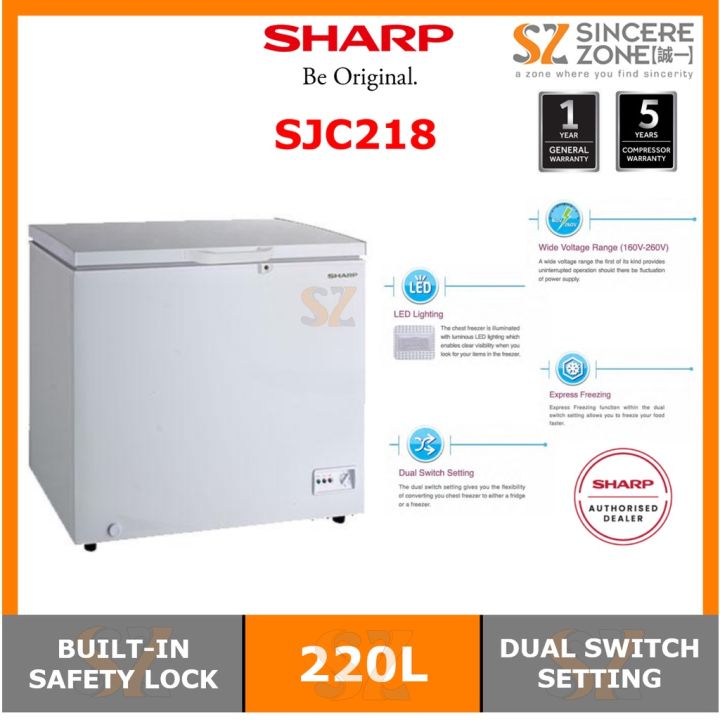 SHARP SJC218 220L CHEST FREEZER (DUAL MODE = FREEZER / FRIDGE) | Lazada