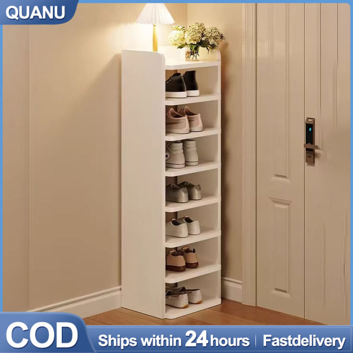 QUANU Rak Kasut Kayu Multi-layer Narrow Shoe Rack Shoe Cabinet Space ...