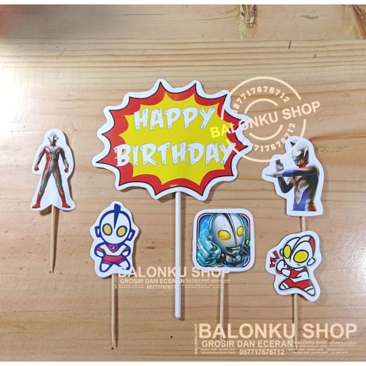 Cake Topper Happy Birthday / Cake Topper Ultraman / Hiasan Kue | Lazada ...