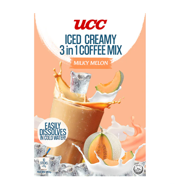 ON SALE:UCC Iced Creamy 3 in 1 Coffee Mix - Milky Melon Flavor (10 sticks x 25g = 250g) Made in ...