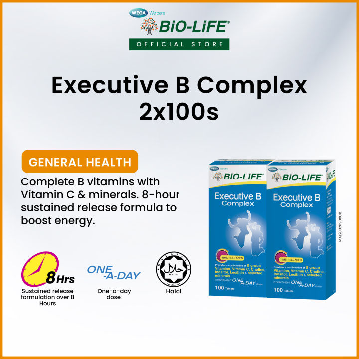 BiO-LiFE Executive B Complex 2 x 100 tablets (EXPIRY DATE MAY 2026 ...