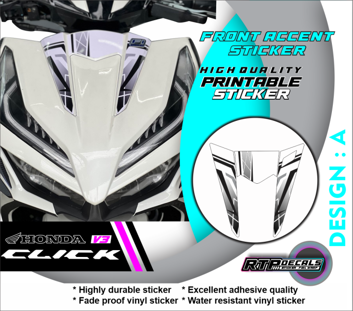 HONDA CLICK 125 V3 FRONT ACCENT PRINTED AND LAMINATED DECALS STICKER ...