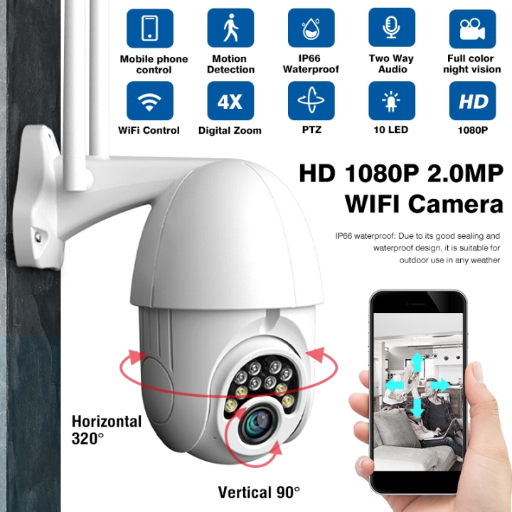 MK Outdoor IP WiFi Security Camera, 1080P Surveillance Two Way Audio ...