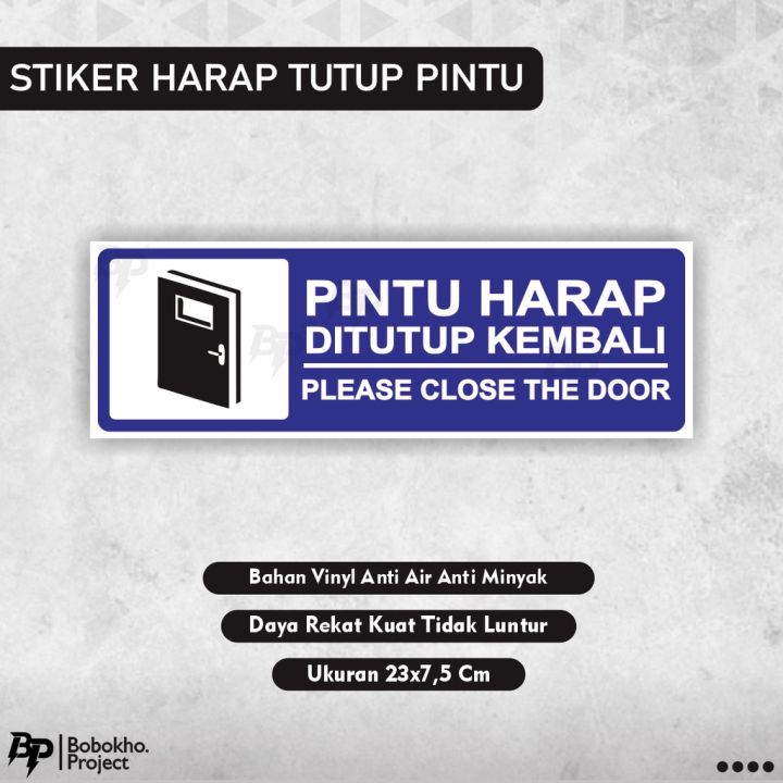 Sign Sticker label pintu harap ditutup kembali / stiker pintu tutup kembali / sticker pintu ...