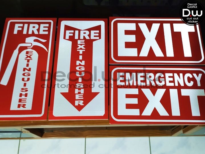 Reflective Emergency EXIT Sign Fire Extinguisher Safety Sign in 3mm ...