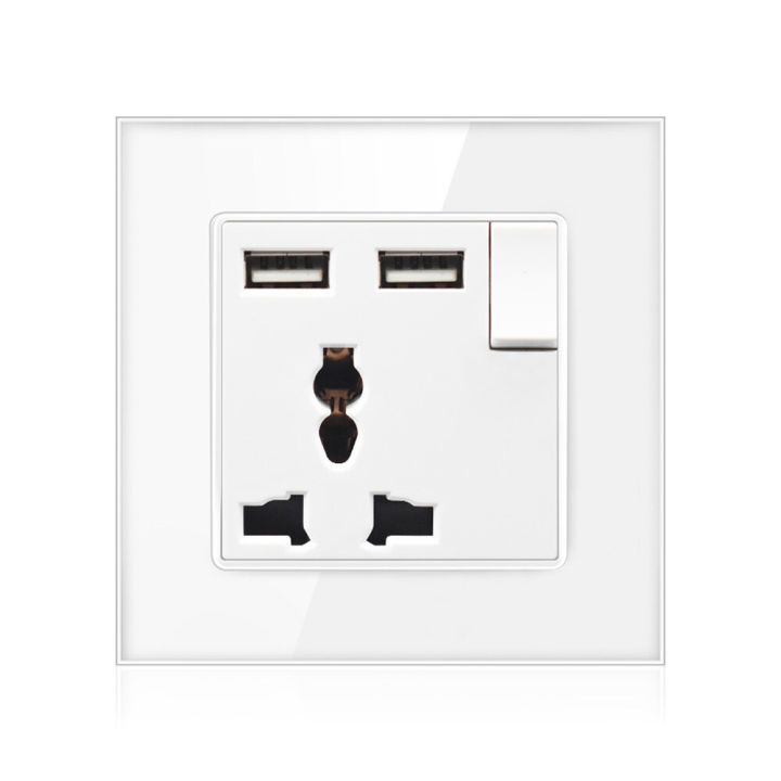 VISWE wall socket usb wall socket 3 pin socket 13amp wall socket 250V，86*86mm glass panel ...