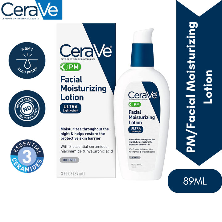 CeraVe PM Facial Moisturizing Lotion | Night Cream with Hyaluronic Acid ...