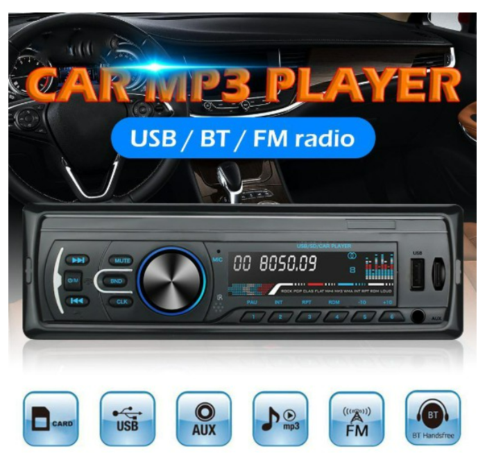 Bluetooth MP3 Player 1 Din Car In-Dash Stereo Audio FM Bluetooth Unit ...