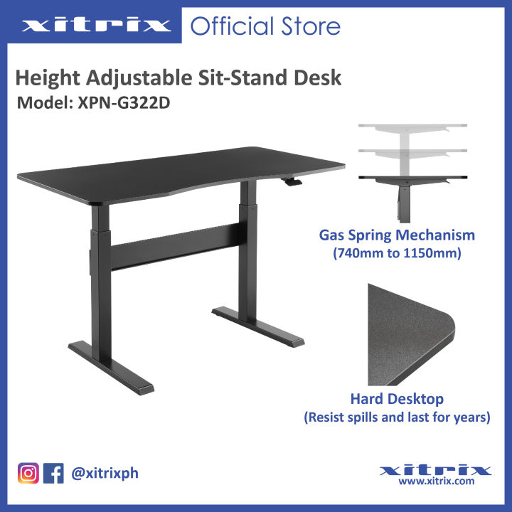 Xitrix G0322D Ergonomic Air Lift Height Adjustable Sit Stand Desk ...