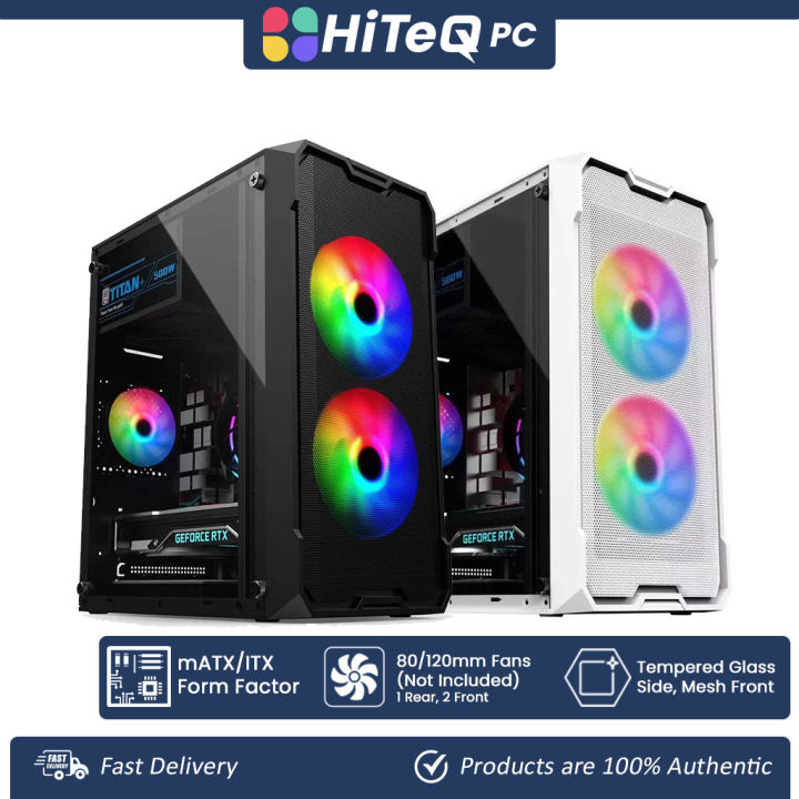 HiteqPC | mATX/ITX PC Case, Tempered Glass Side and Mesh Front, Keytech ...