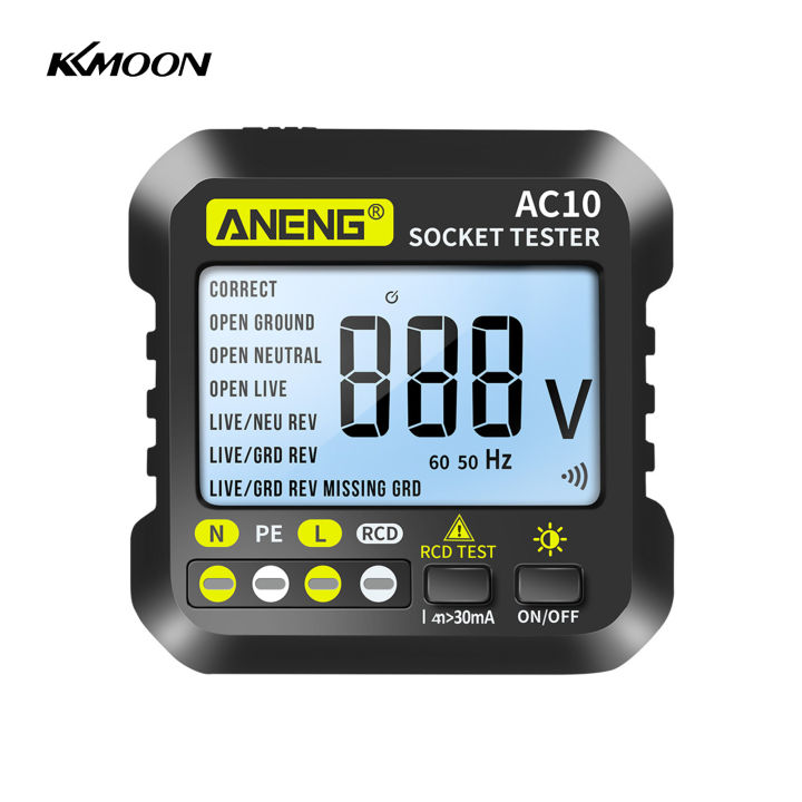 Kkmoon Aneng Ac10 Digital Socket Tester Household Plug Detector Polarity Phase Check Voltmeter