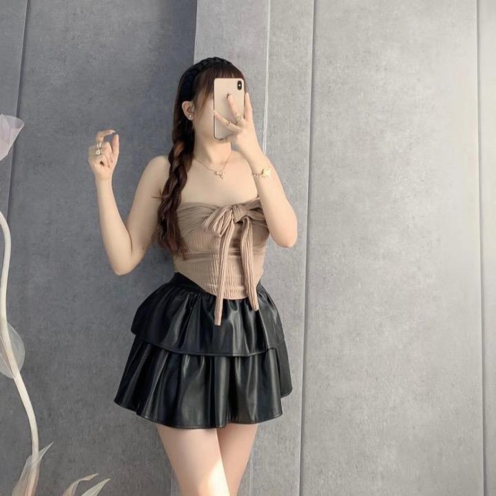 Áo crotop hai dây đính nơ to, nơ to kiêu sa như hình, chất xốp nhật mịn ...