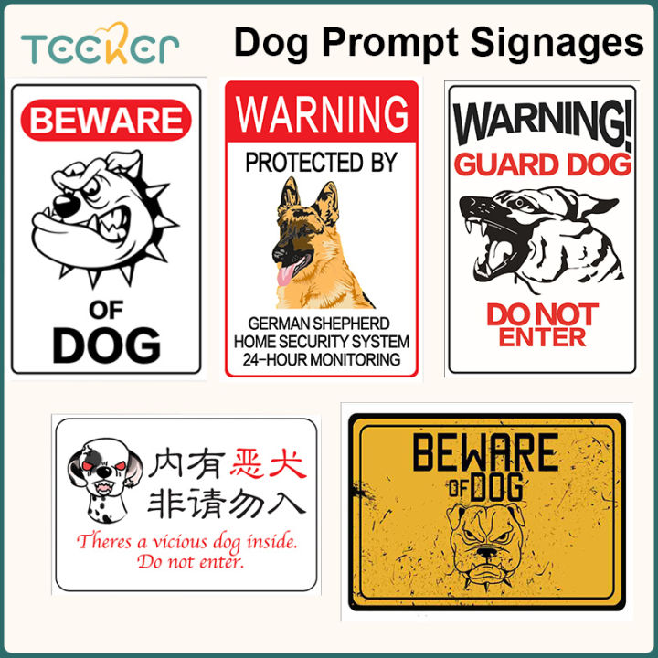 Teeker Beware Of Dog Warning Signs Vintage Poster Warning Dog Retro ...