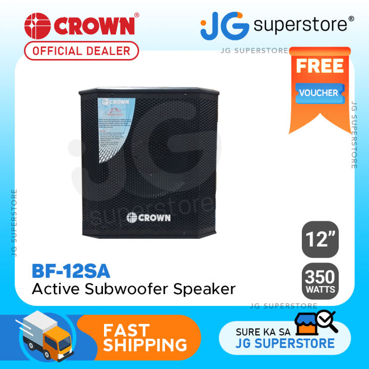 Crown 350W 12" Active 1-Way Subwoofer Karaoke Speaker with Max 8 Ohms Impedance, 40-160Hz ...