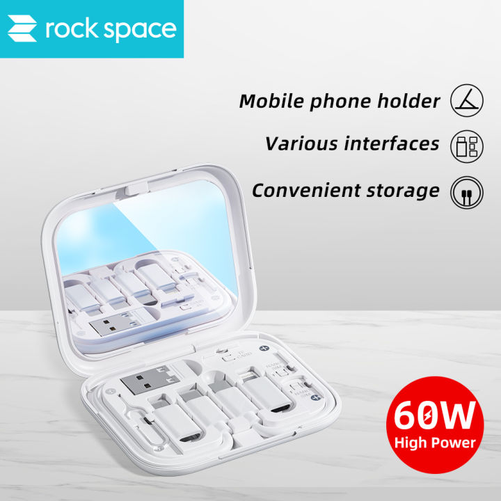 Rock Space 60W Multifunctional Fast Charging USB Data Cable Set Storage ...