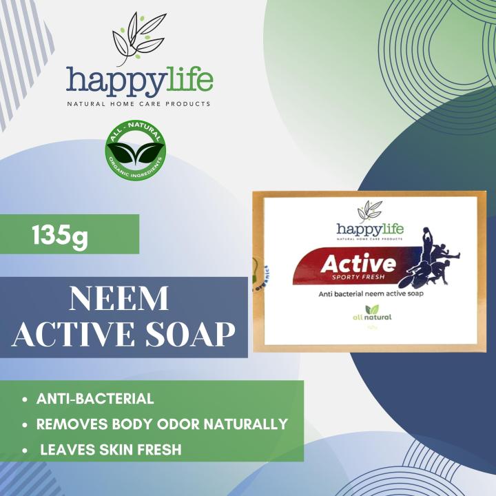Happy Life Neem Active Soap Anti germs & Anti body Odor, for Athletes ...