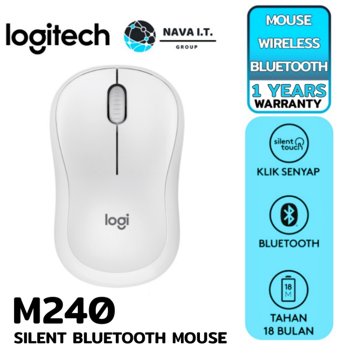 LOGITECH M240 SILENT BLUETOOTH MOUSE OFF WHITE(สีขาว) ประกัน 3 ปี | Lazada.co.th
