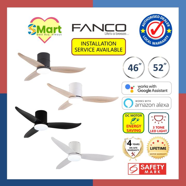 Fanco Rito 3 Smart Wifi DC Motor Ceiling Fan with Remote Control & LED ...