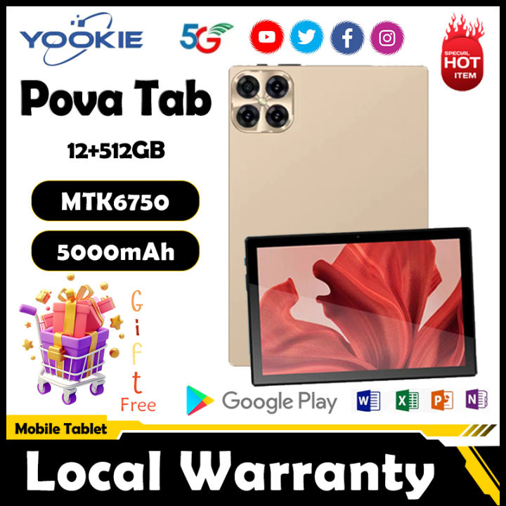 Yookie Pova Tablet 10.1 inches RAM 12G ROM 512G Android 13 tablet on ...