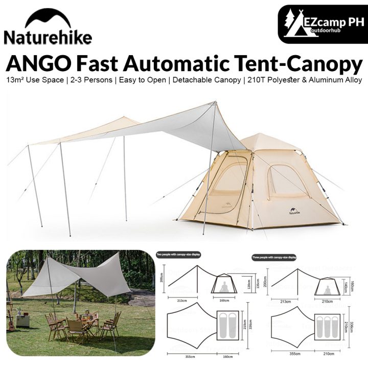Naturehike ANGO Fast Automatic Tent Detachable Canopy Awning Tarp For 1 ...